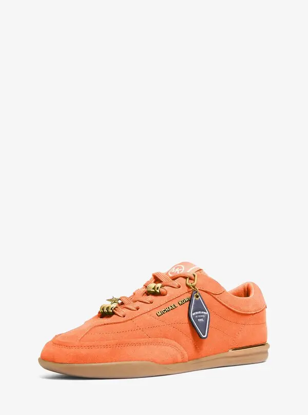 Michael Kors Nolan Embellished Suede Sneakers - Orange