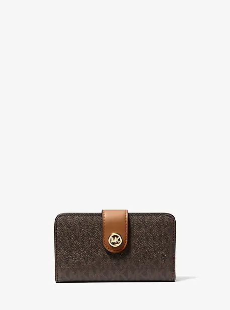 Michael Kors Mk Pop Charm Medium Signature Logo Wallet - Brown