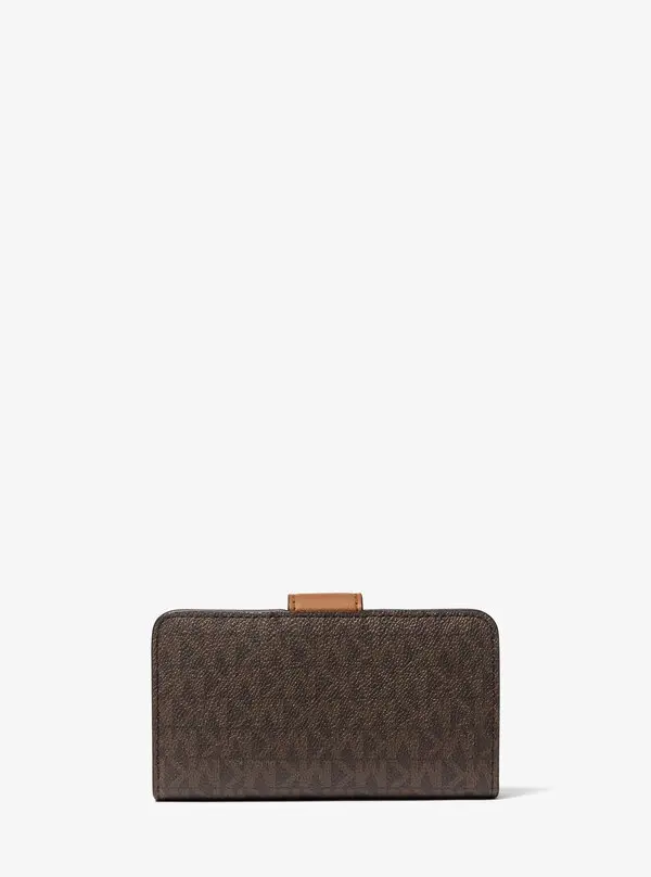 Michael Kors Mk Pop Charm Medium Signature Logo Wallet In By - Brown