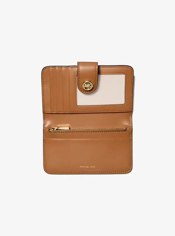 Michael Kors Mk Pop Charm Medium Signature Logo Wallet In By - Brown