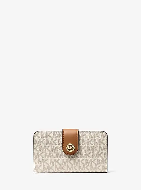 Michael Kors Mk Pop Charm Medium Signature Logo Wallet - Natural