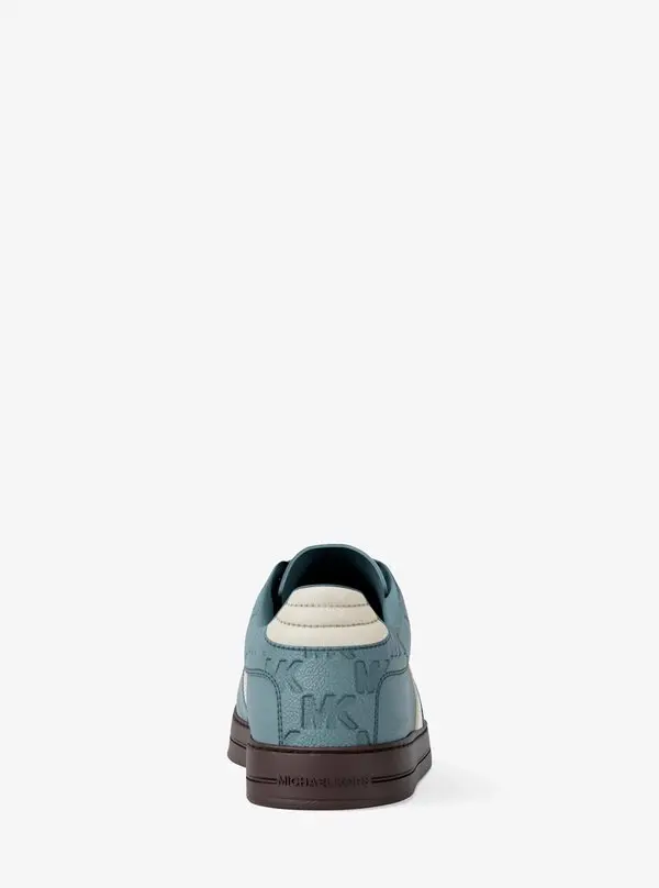 Michael Kors Brady Logo Embossed Leather Low Top Sneakers - Blue