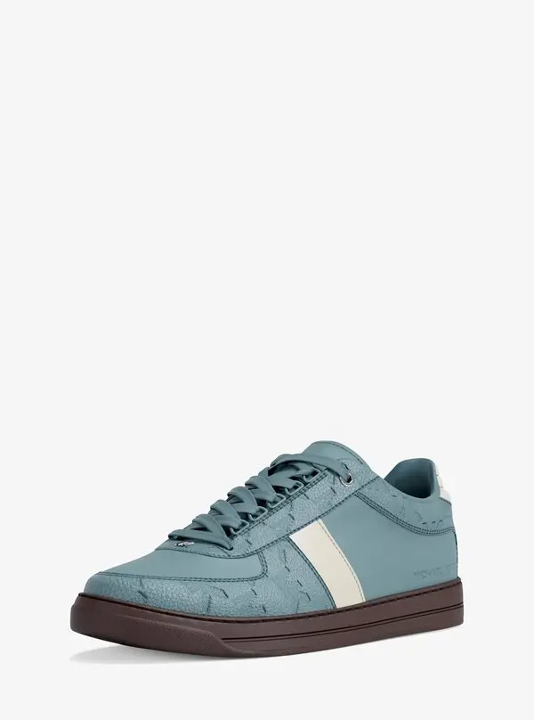 Michael Kors Brady Logo Embossed Leather Low Top Sneakers - Blue