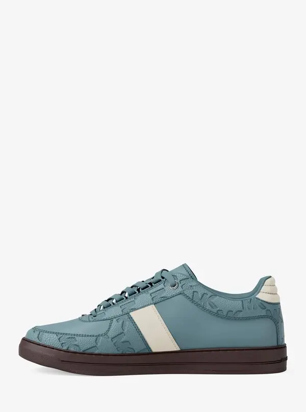 Michael Kors Brady Logo Embossed Leather Low Top Sneakers - Blue