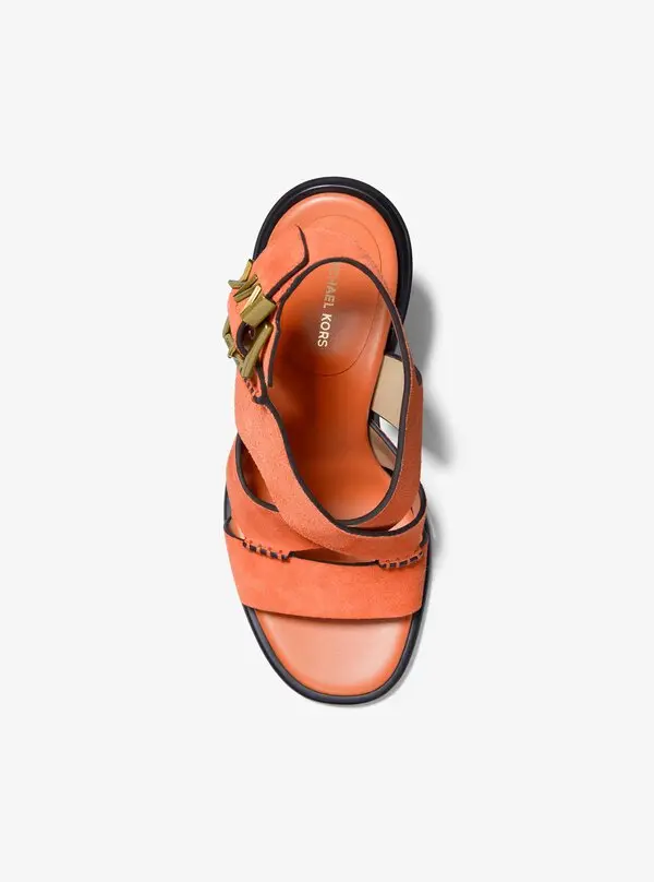 Michael Kors Raven Suede Block Heel Sandal - Orange