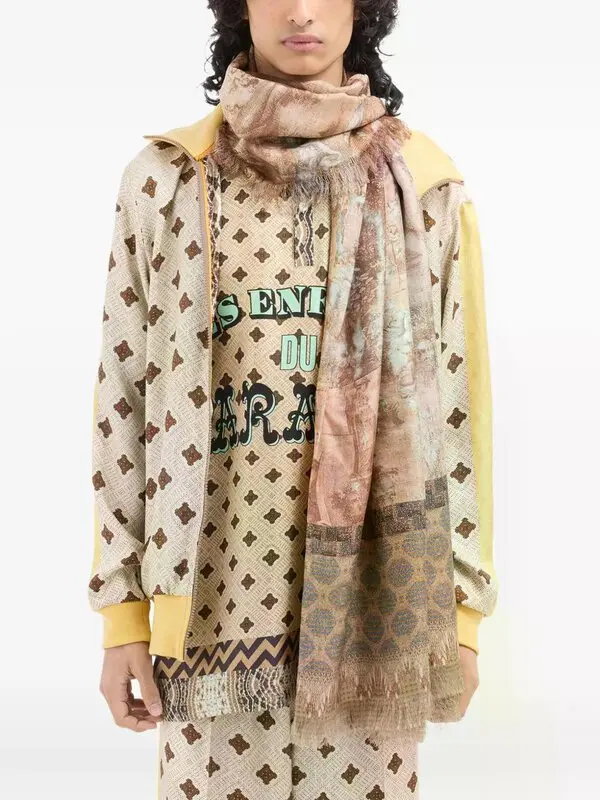 PIERRE-LOUIS MASCIA Floral Geometric Scarf - Neutrals