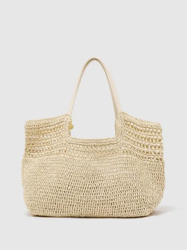 REISS Raffia-effect Cut-out Tote Bag
