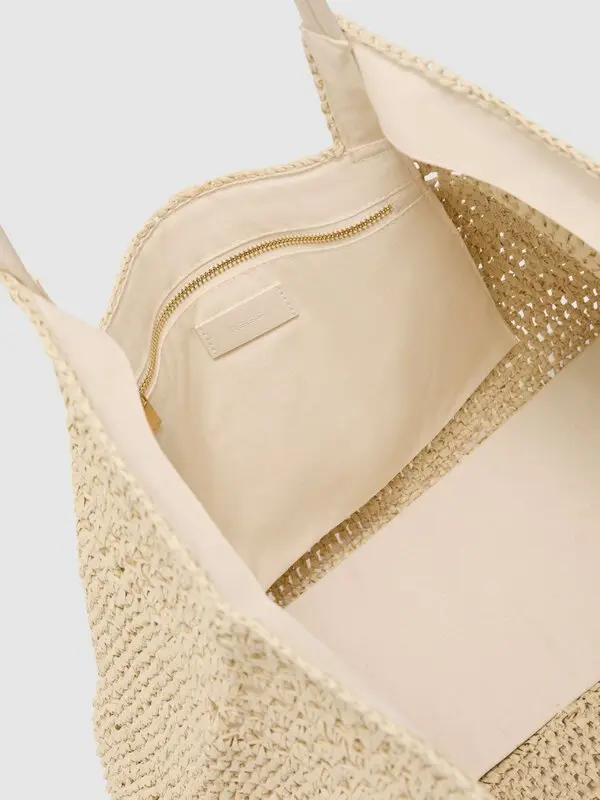 REISS Raffia-effect Cut-out Tote Bag