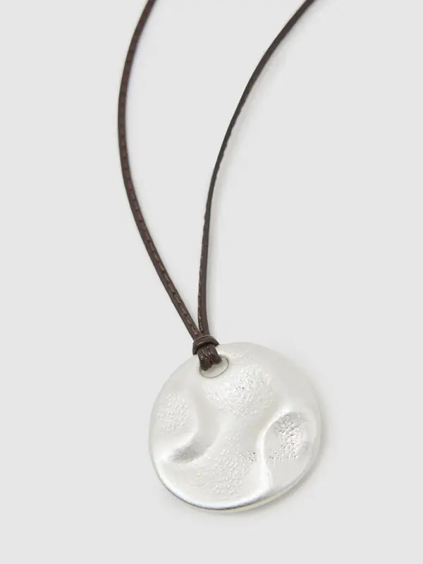 REISS Orla Tone Orla Large Cord Pendant Necklace - Silver