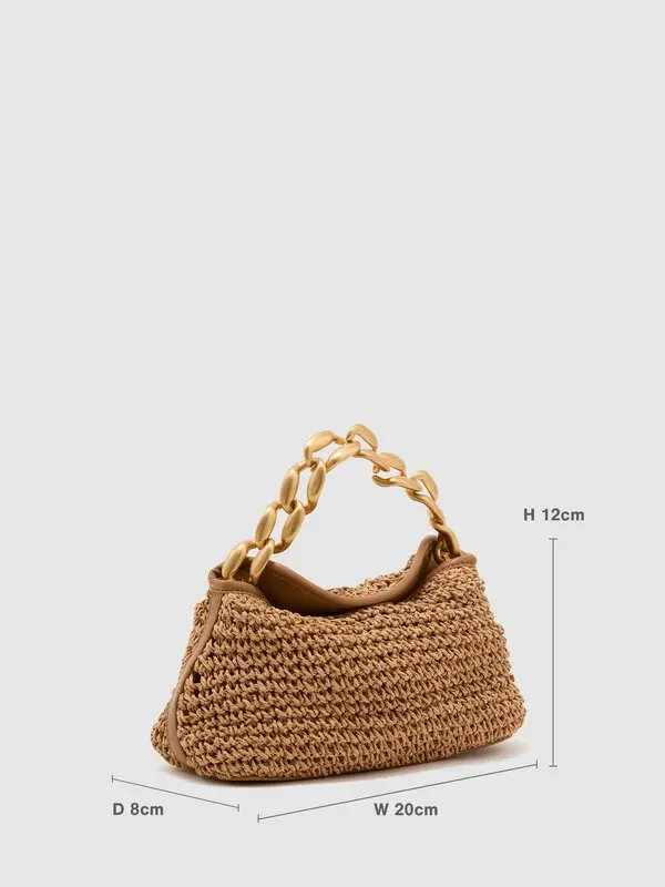 REISS Raffia-effect Chain Grab Bag