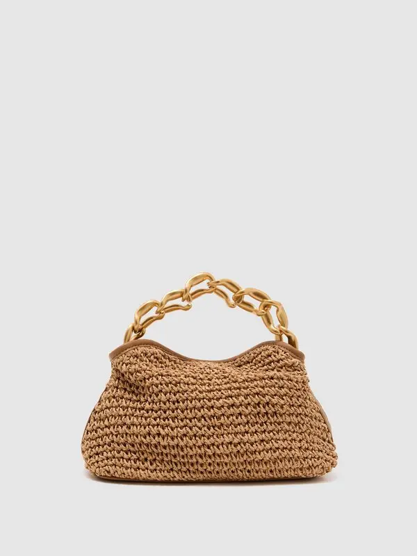 REISS Raffia-effect Chain Grab Bag