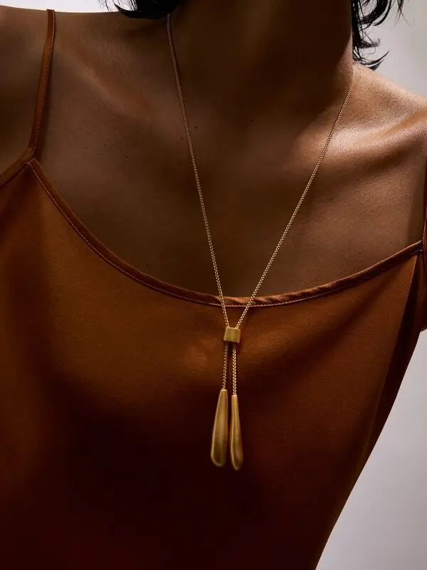 REISS Tova Sculpted Drop Lariat Necklace - Gold