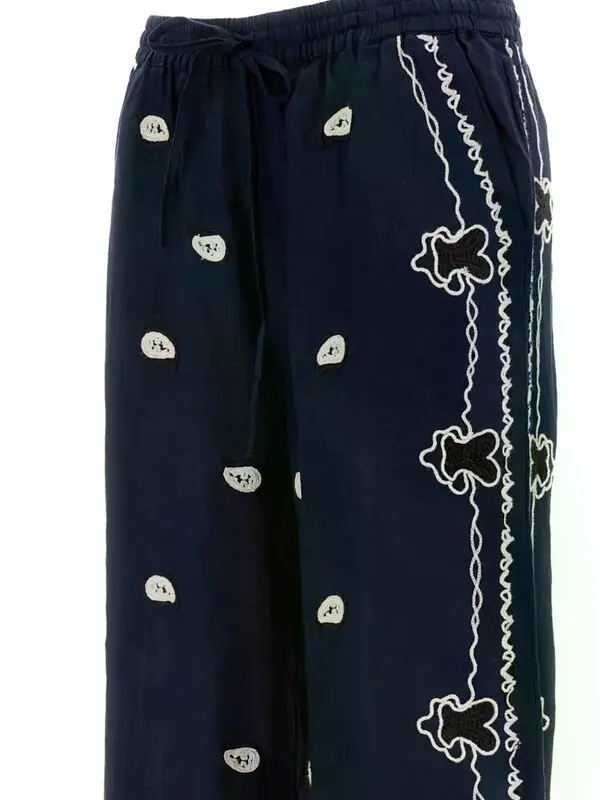 P.a.r.o.s.h Embroidered Wide-leg Trousers - Blue