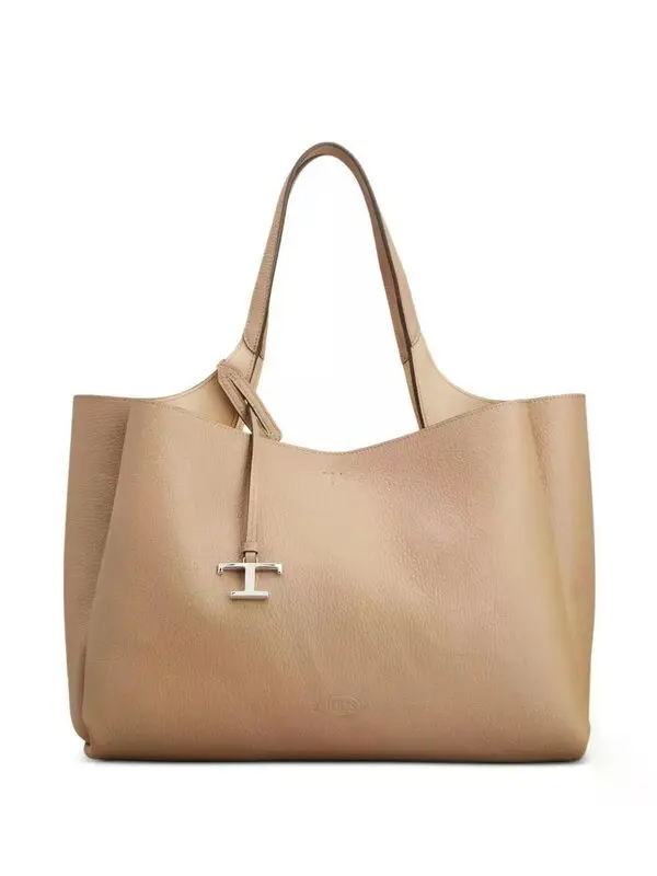 TOD'S Logo-detail Medium Shoulder Bag - Neutrals