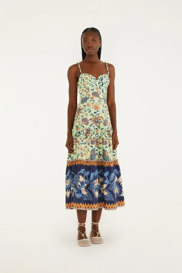 got the love emerald green satin square neck mini dress FARM Rio Embroidered Tapestry Blue Mini Dress main image 1