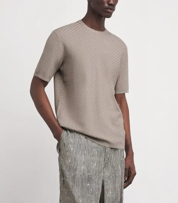 Emporio Armani Basket-weave T-shirt - Beige