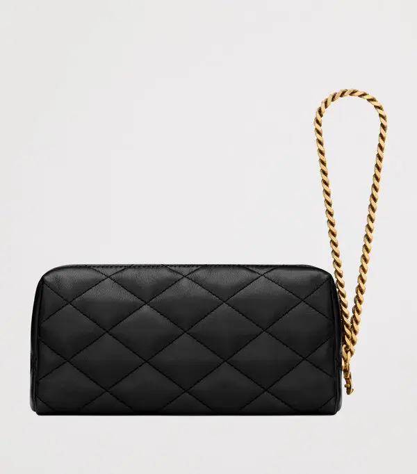 Saint Laurent Quilted Monogram Pouch With Chain