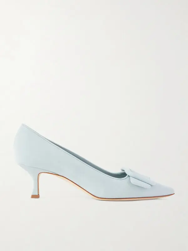 Manolo Blahnik Maysale 50 Buckled Suede Pumps - Blue