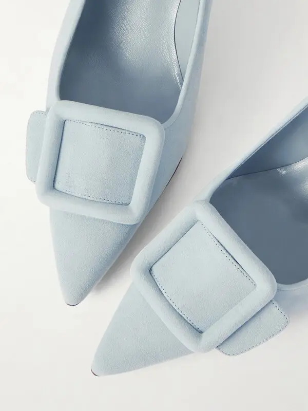 Manolo Blahnik Maysale 50 Buckled Suede Pumps - Blue