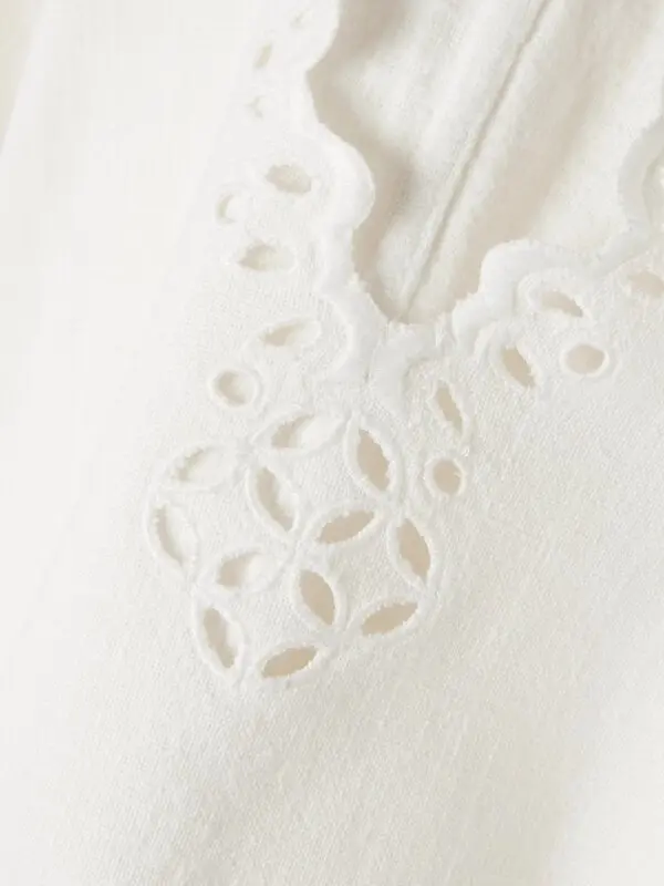 MARANT ETOILE Shana Scalloped Broderie Anglaise Blouse - White