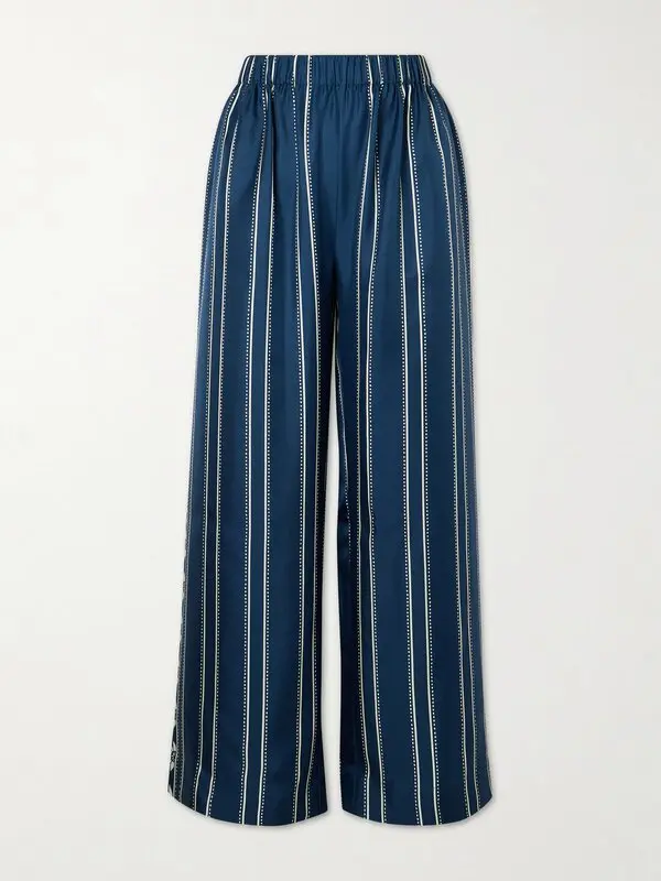 ERES Oolong Striped Silk-voile Straight-leg Pants - Blue