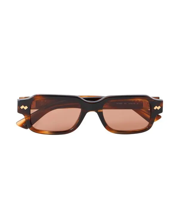 Bottega Veneta Intrecciato Rectangular Sunglasses - Tortoiseshell