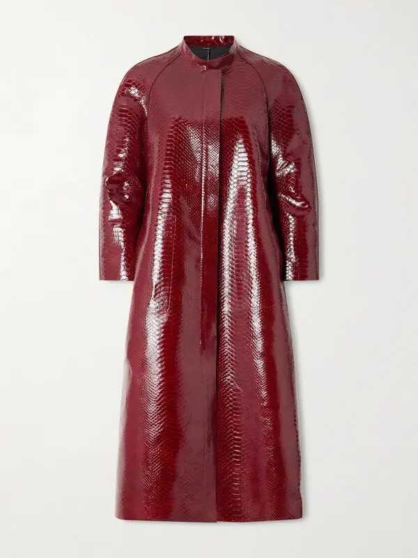 TOM FORD Snake-effect Leather Coat