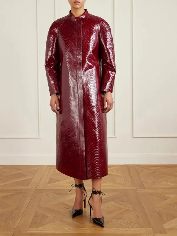 TOM FORD Snake-effect Leather Coat