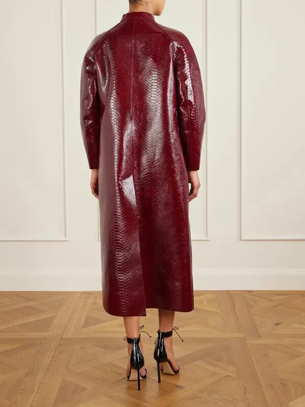 TOM FORD Snake-effect Leather Coat