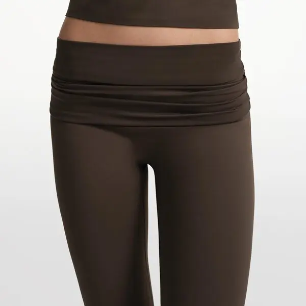 SKIMS Nike Matte Foldover Slim Flare Legging - Dark Sepia