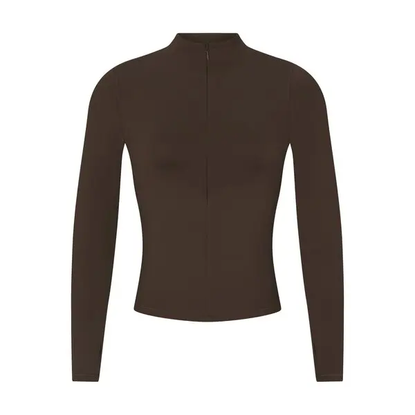 SKIMS Matte Zip Front Top - Dark Sepia