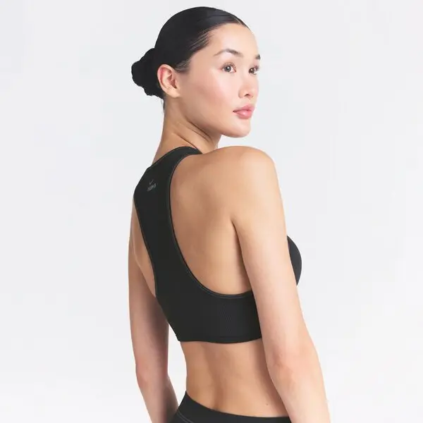 SKIMS Racer Front Bra | Black | | Nike Ribbed Seamless - Obsidian