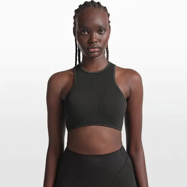 SKIMS Racer Front Bra Obsidian | Black | | Nike Ribbed Seamless - Obsidian/armor
