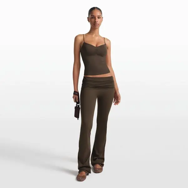 SKIMS Matte Shirred Front Tank - Dark Sepia
