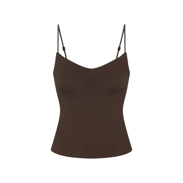 SKIMS Matte Shirred Front Tank - Dark Sepia