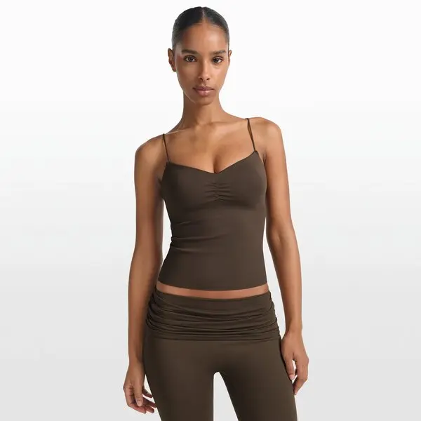 SKIMS Matte Shirred Front Tank - Dark Sepia