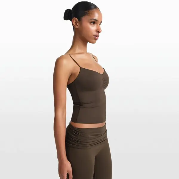 SKIMS Matte Shirred Front Tank - Dark Sepia