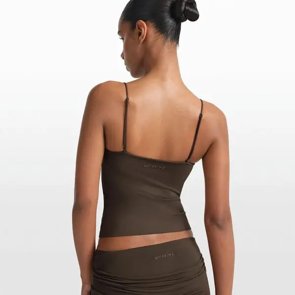 SKIMS Matte Shirred Front Tank - Dark Sepia