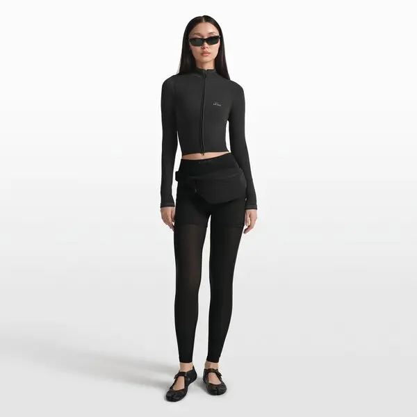 SKIMS Ribbed Seamless Zip Up Crop Jacket