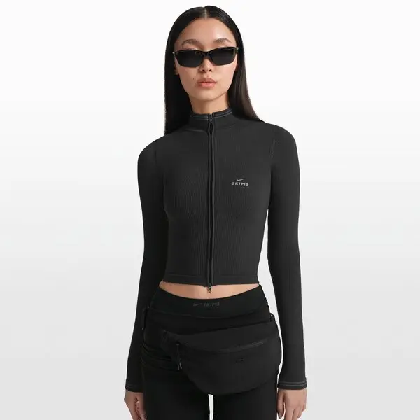 SKIMS Ribbed Seamless Zip Up Crop Jacket