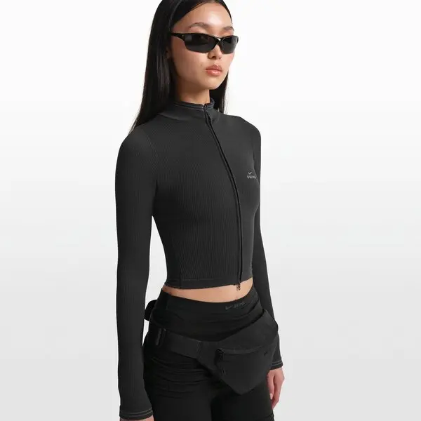 SKIMS Ribbed Seamless Zip Up Crop Jacket