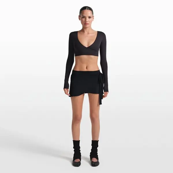 SKIMS Stretch Knit Wrap Skirt - Obsidian