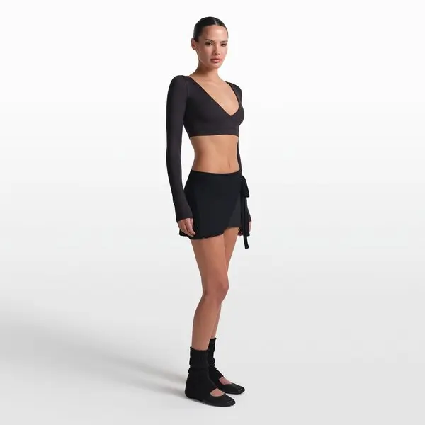 SKIMS Stretch Knit Wrap Skirt - Obsidian