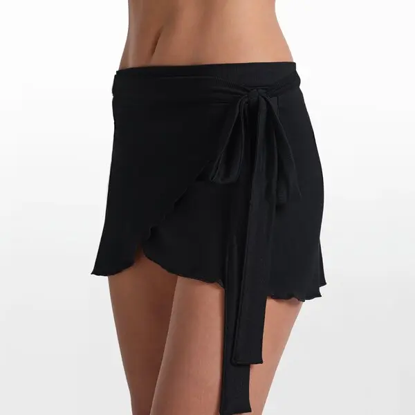 SKIMS Stretch Knit Wrap Skirt - Obsidian