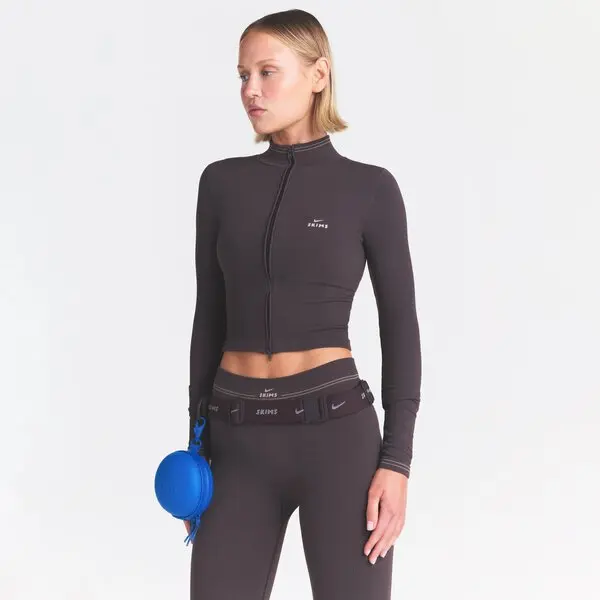 SKIMS Ribbed Seamless Zip Up Crop Jacket