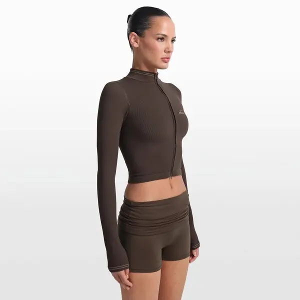 SKIMS Zip Up Cropped Ribbed Seamless Jacket