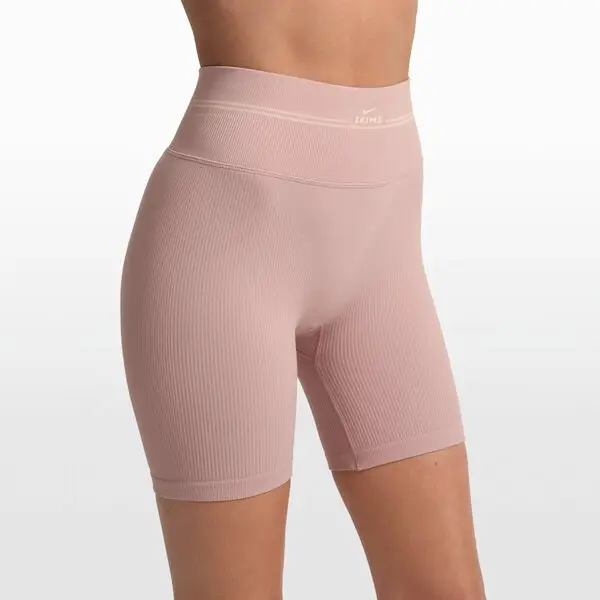 SKIMS Ribbed Seamless 5-inch Biker Shorts - Himalayan/ecru