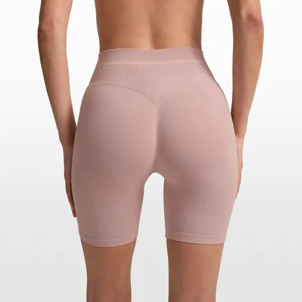 SKIMS Ribbed Seamless 5-inch Biker Shorts - Himalayan/ecru