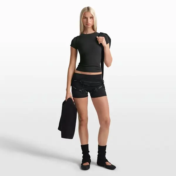 SKIMS Ribbed Seamless Baby T-shirt - Obsidian/armor
