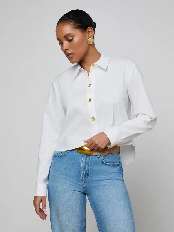 L'Agence Cosette Shirt - White/gold Wax Stamp
